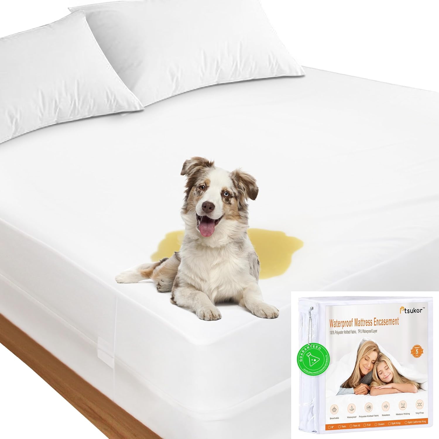 Zippered Queen Mattress Protector Waterproof Coer 60"x80" Fits 6-9 inch ...