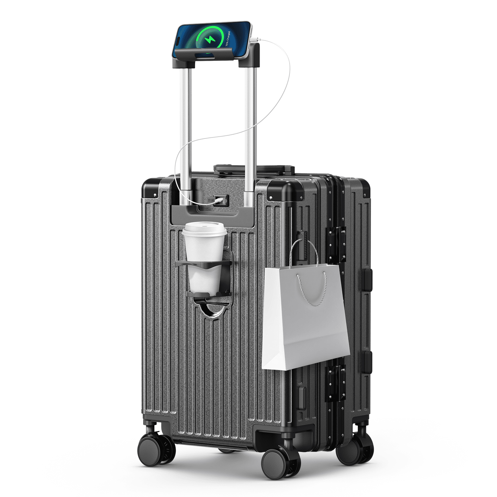 Aluminium Frame PC Hard Shell Spinner Wheels Luggage,14.96"X10.24"X22 ...