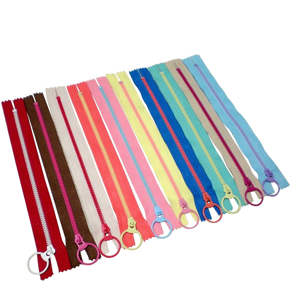 20pcs Assorted Color Resin Zippers with Lifting Ring for Clothes Tailor ...