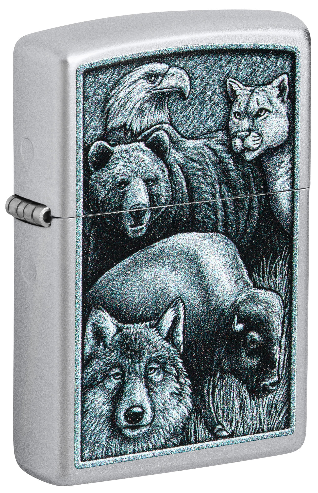 Zippo Animal Kingdom Design Satin Chrome Pocket Lighter - Walmart.com