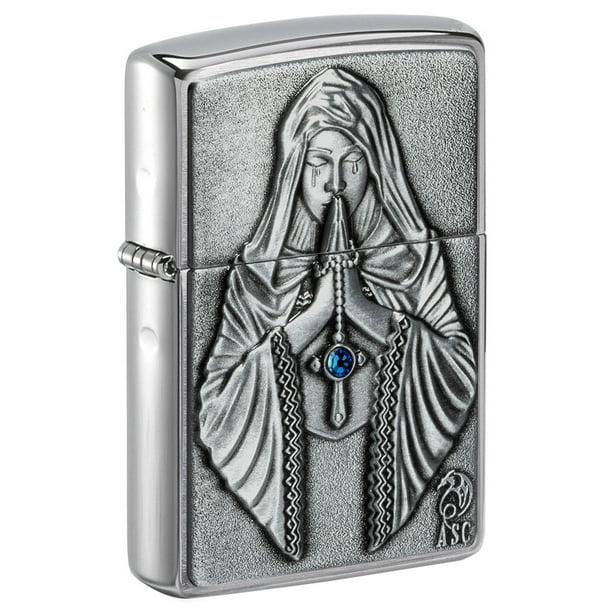 Zippo Anne Stokes Gothic Prayer Emblem Brushed Chrome Pocket Lighter - Walmart Business Supplies