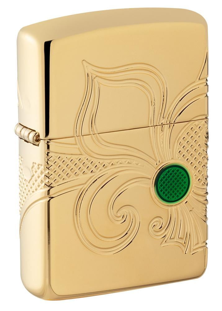 Zippo Armor Fleur-De-Lis Design High Polish Gold Plate Pocket Lighter ...