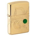 Zippo Armor Fleur-De-Lis Design High Polish Gold Plate Pocket Lighter ...