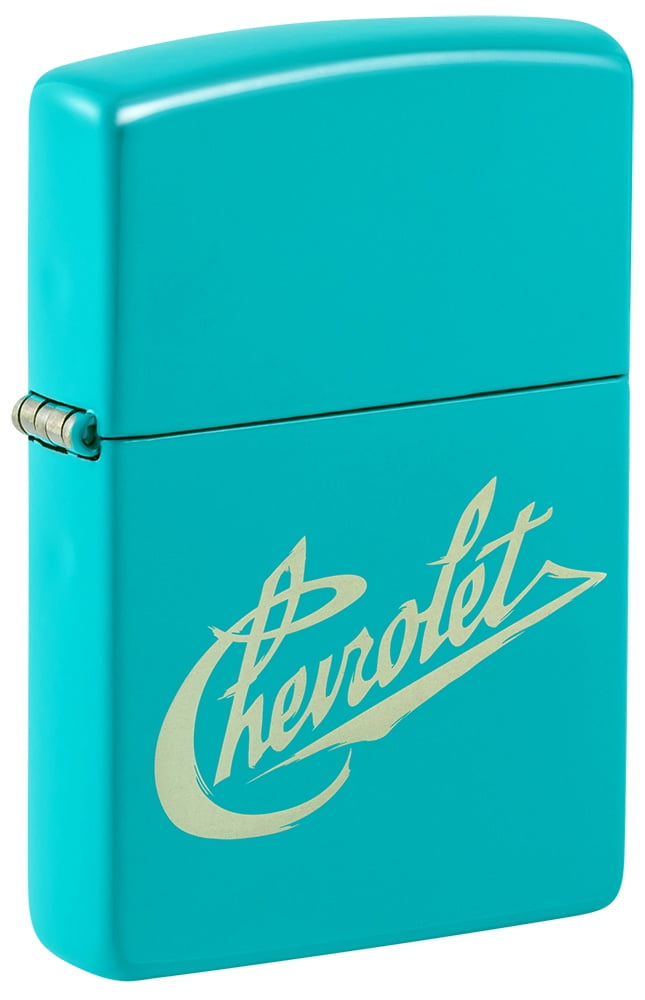 Zippo Chevy Script Logo Flat Turquoise Pocket Lighter - Walmart.com