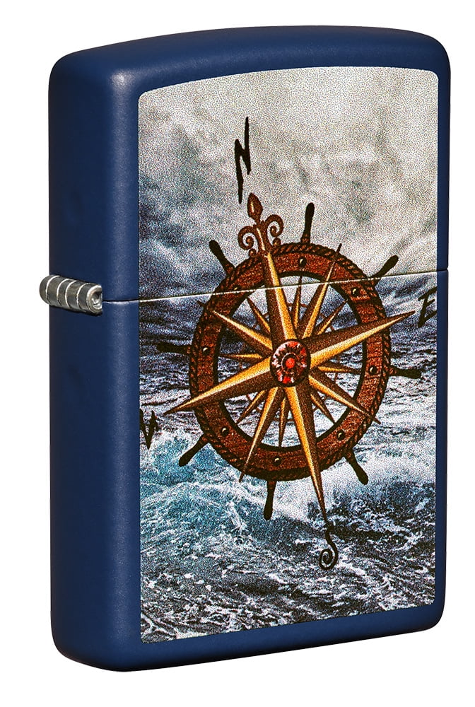 Zippo Compass Design Navy Matte Pokcet Lighter - Walmart.com