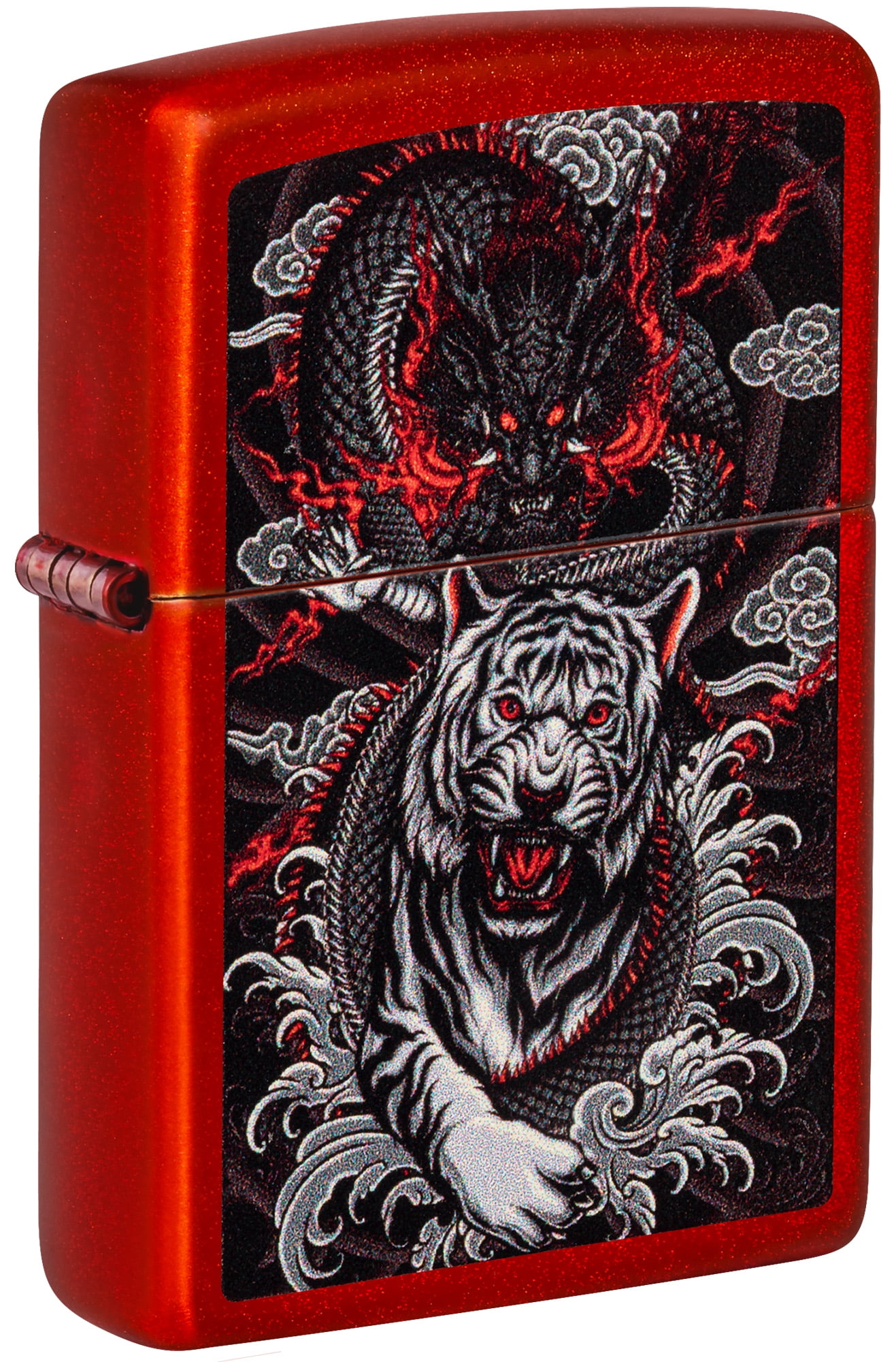 Zippo Dragon Tiger Design Metallic Red Pocket Lighter - Walmart.com