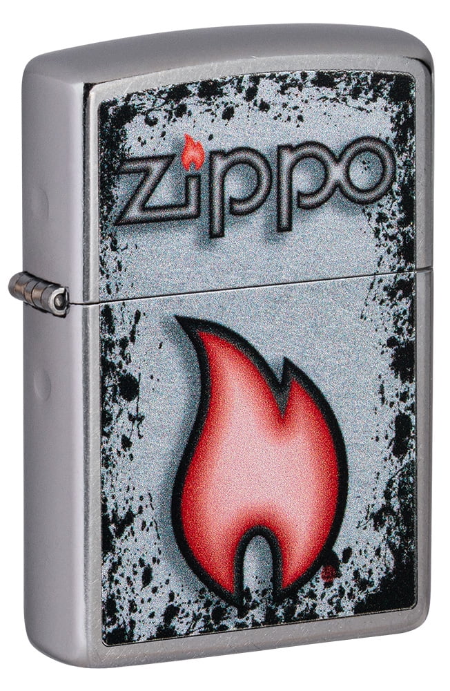 Zippo Flame Logo Design Street Chrome Pocket Lighter - Walmart.com
