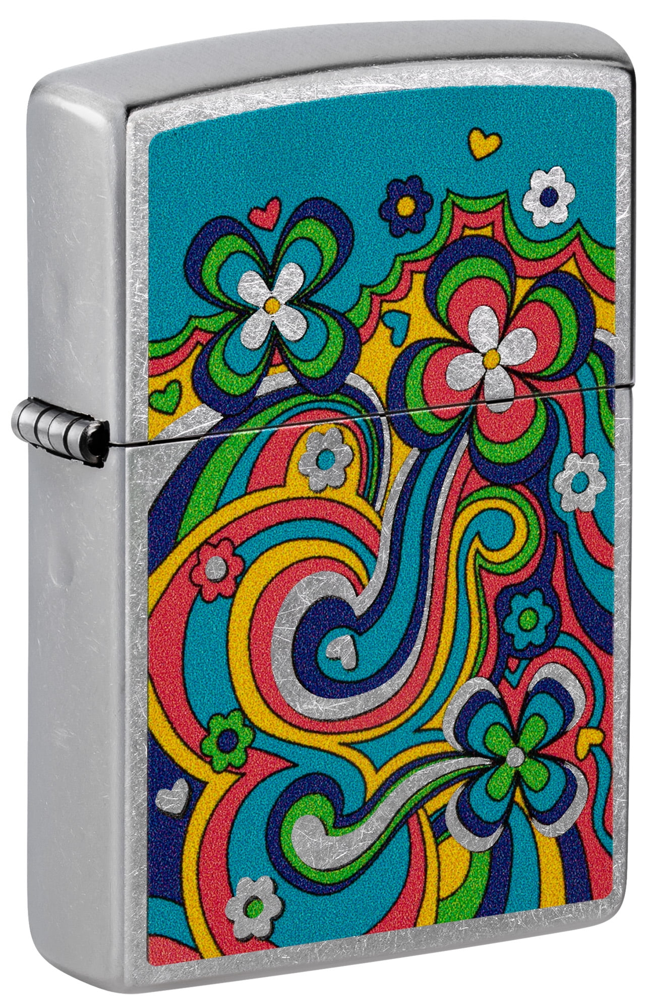 Zippo Refillable Fancy Flower Power Design Street Chrome Pocket Lighter ...