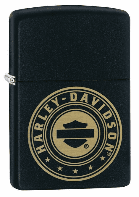 Zippo Harley Davidson Gold Logo Engraved Matte Windproof Lighter Black ...