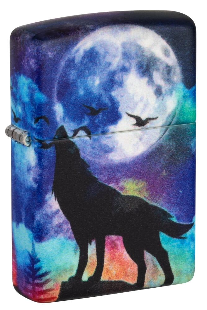 Zippo Howling Wolf and Moon 540 Color Design Pocket Lighter - Walmart.com