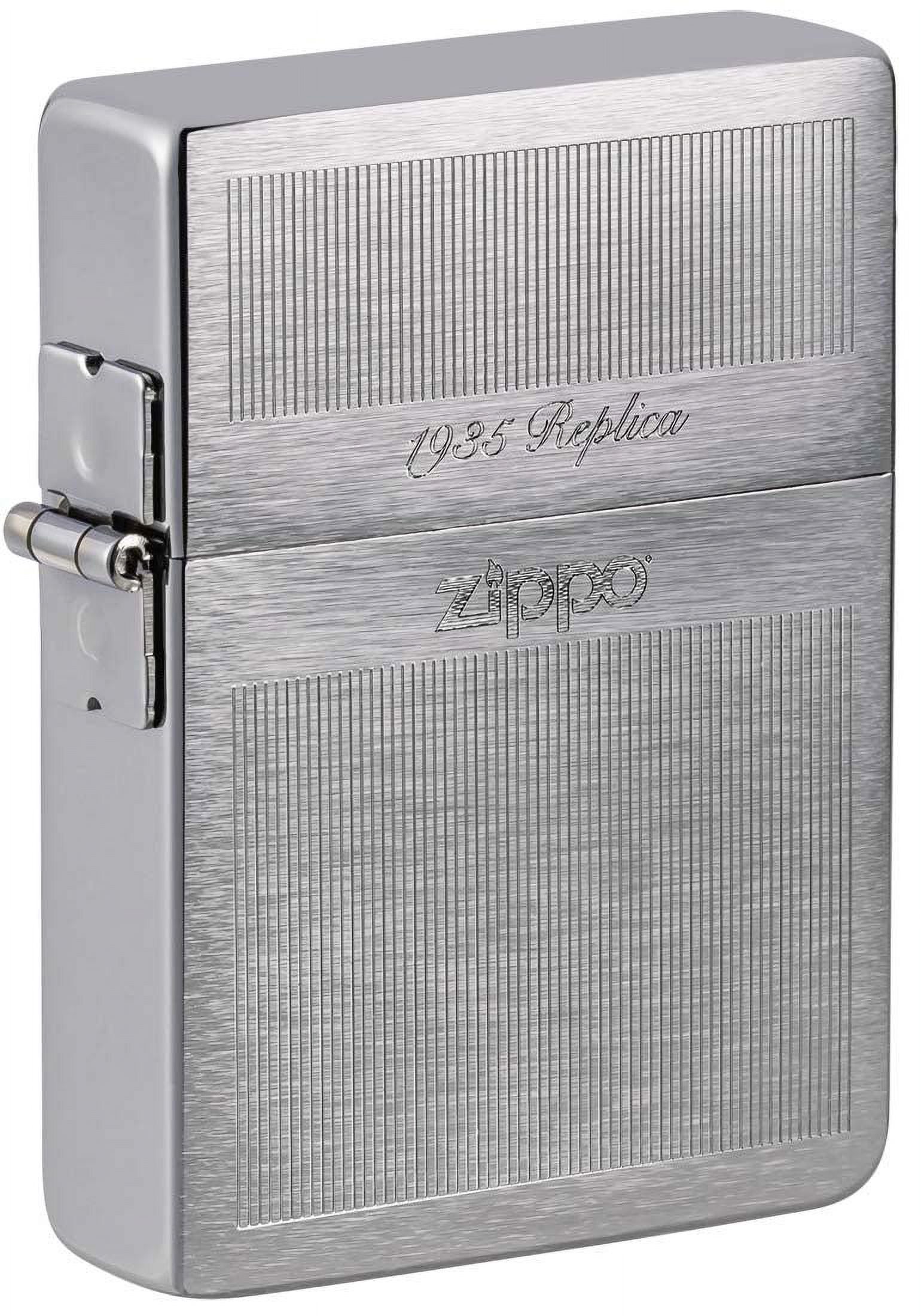 Zippo Lighter Replica 1935, Brushed Chrome Finish, Windproof, Refillable Pocket Design - Walmart.com