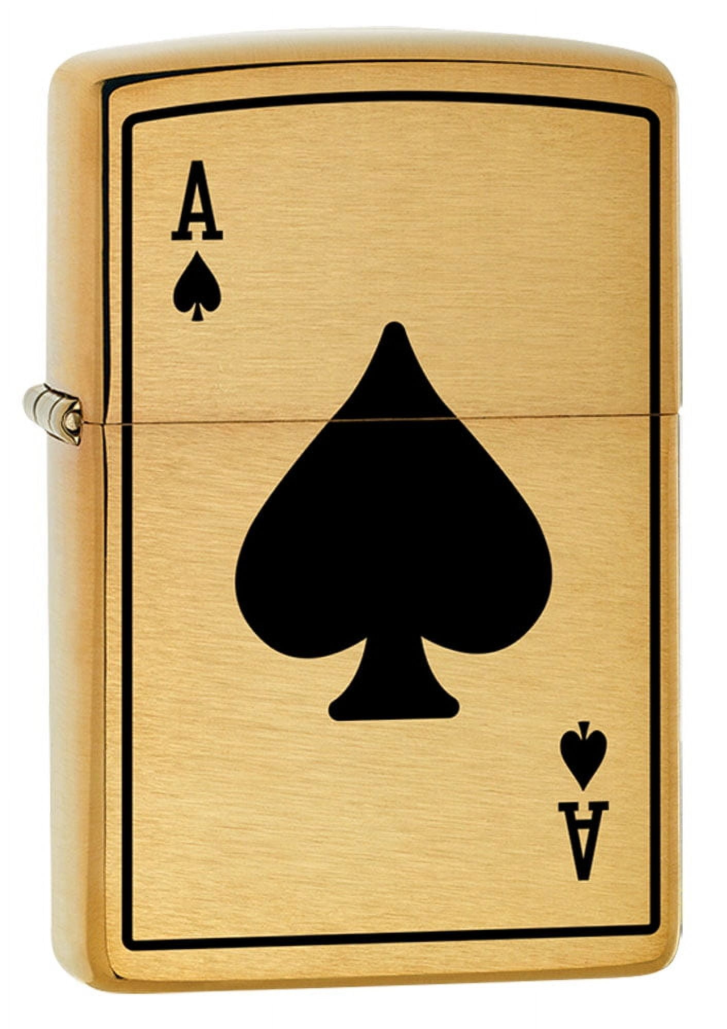 Zippo Windproof Lighter: Ace of Spades, Brushed Brass Finish, Refillable 80756 - Walmart.com