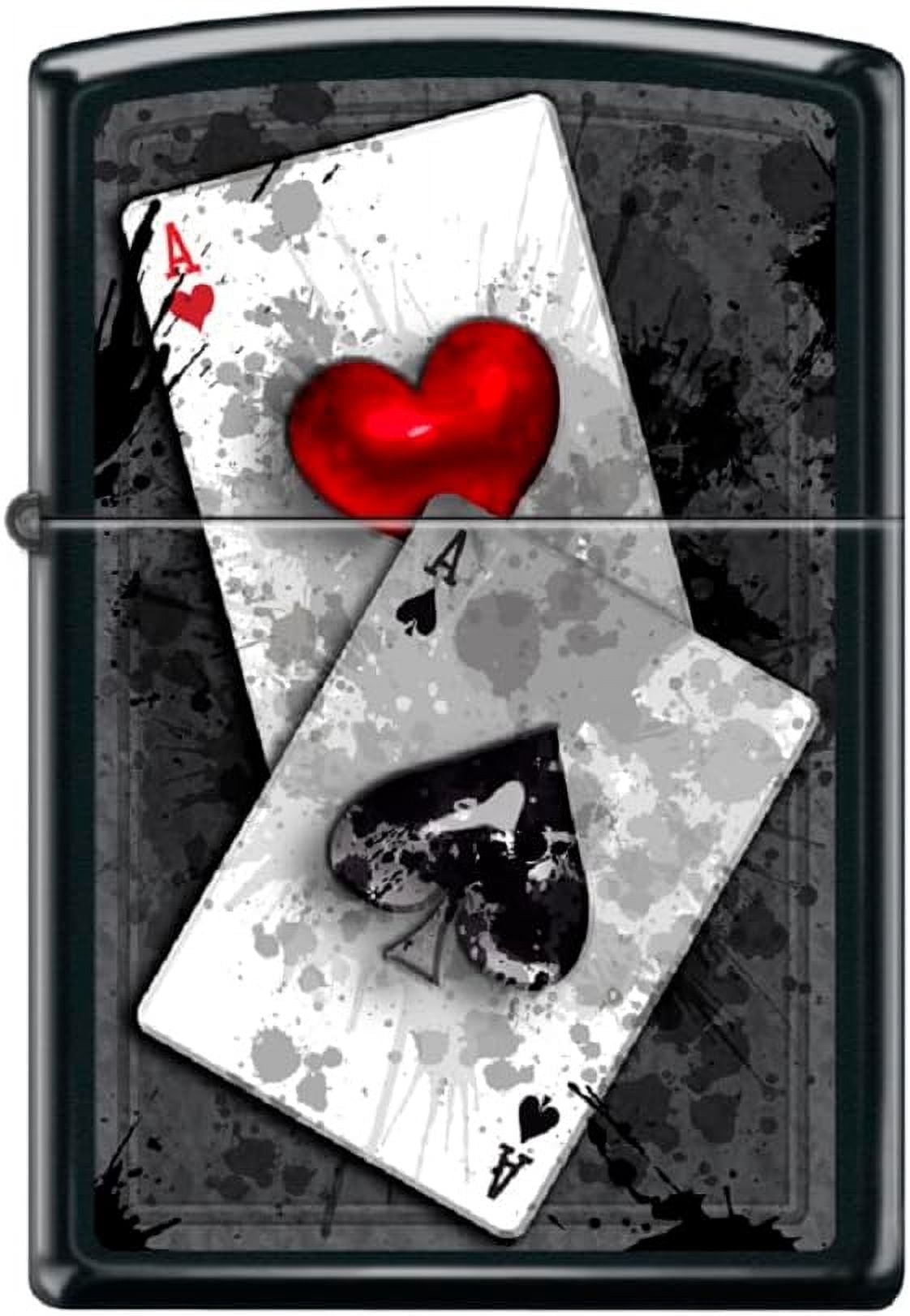 Zippo Lighter- Ace of Spades Hearts Black Matte Windproof Lighter # ...