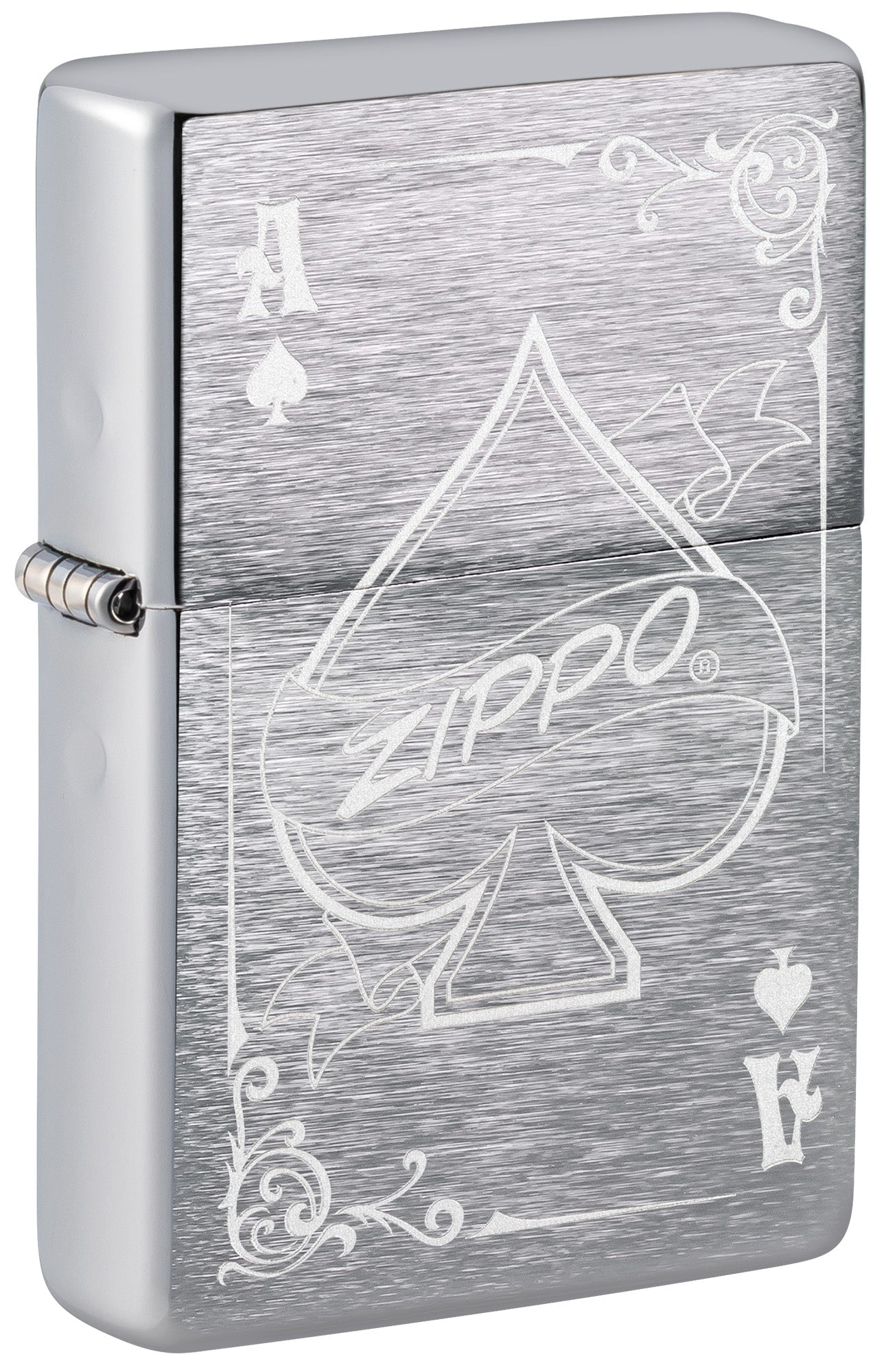 Zippo Lighter: Ace of Spades, Zippo Logo - Brushed Chrome 81437 - Walmart.com