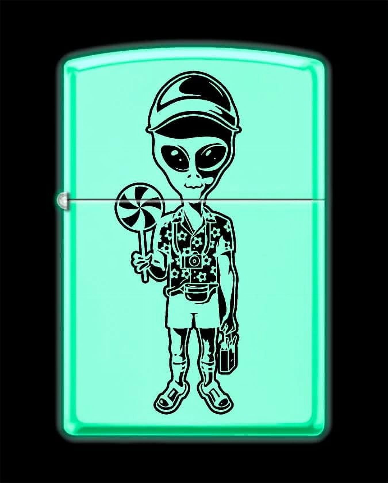 Zippo Lighter-Alien with Lollipop Glow in The Dark Matte Lighter #Z5511 ...