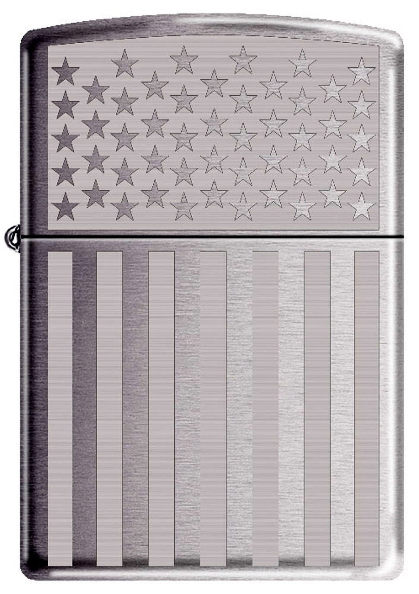 Zippo Lighter American Flag Laser Engraved High Polished Chrome ...