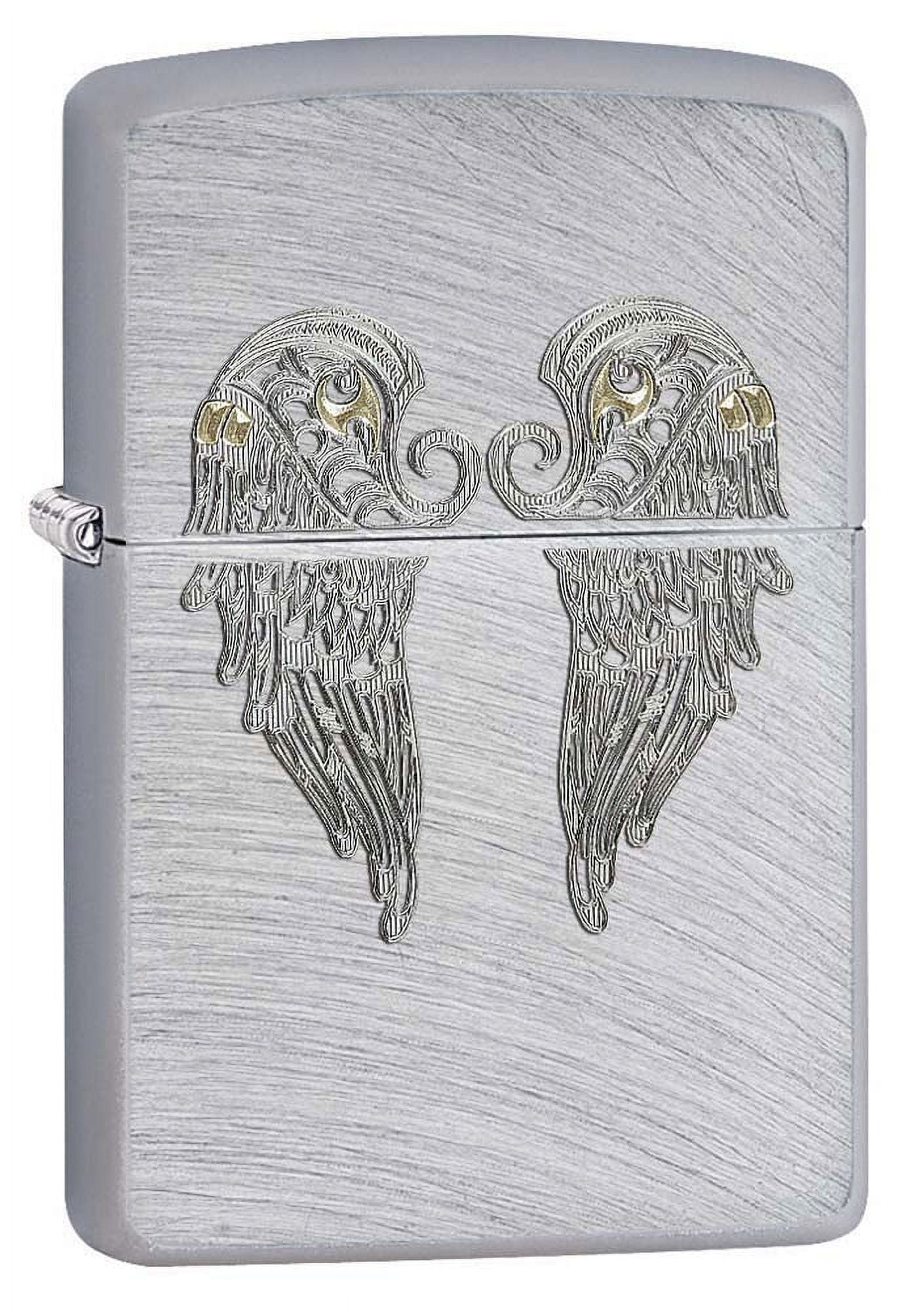 Zippo Angel Wings Engraved Lighter, Chrome Arch Finish, Windproof ...