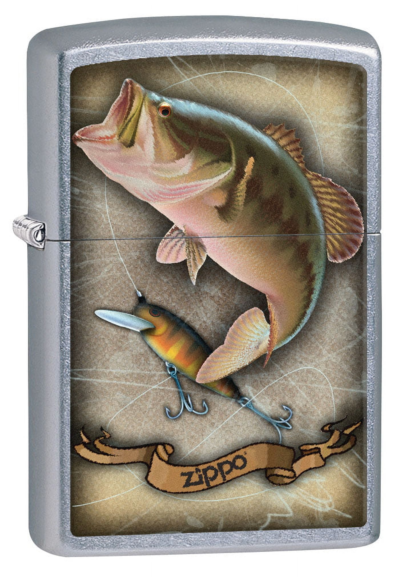 Zippo Lighter: Bass Fishing with Lure - Street Chrome 80472 - Walmart.com