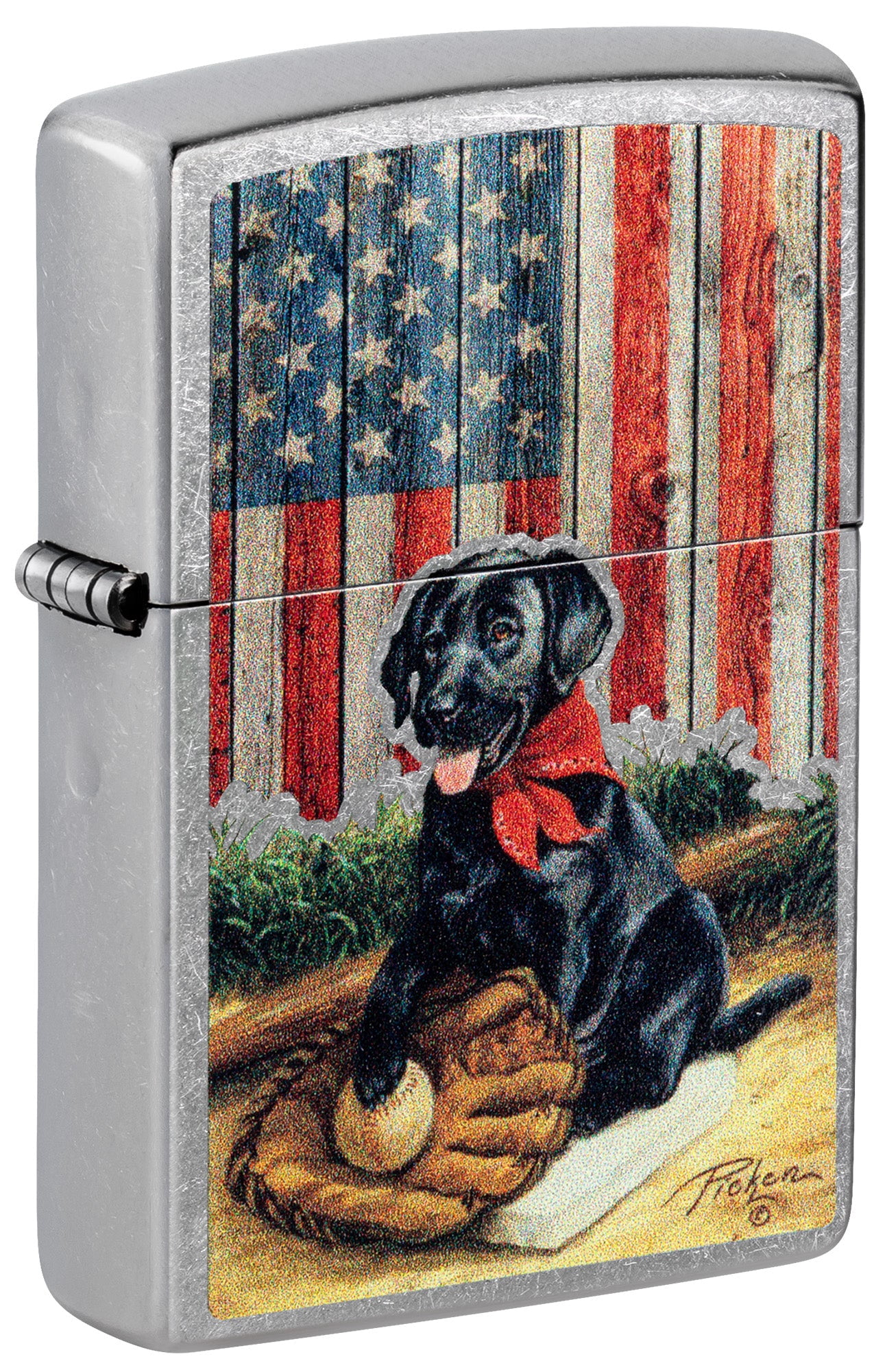Zippo Lighter: Black Lab Dog and Flag by Linda Picken - Street Chrome ...