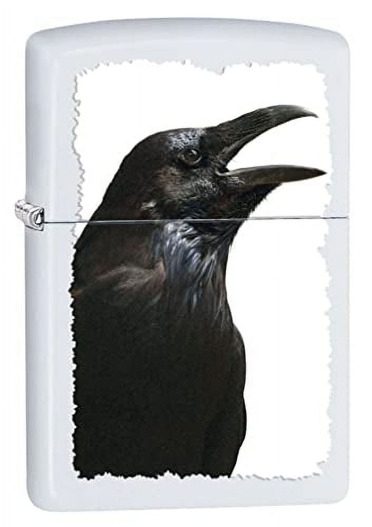 Zippo Lighter- Black Raven Bird Crow White Matte Windproof Lighter # ...