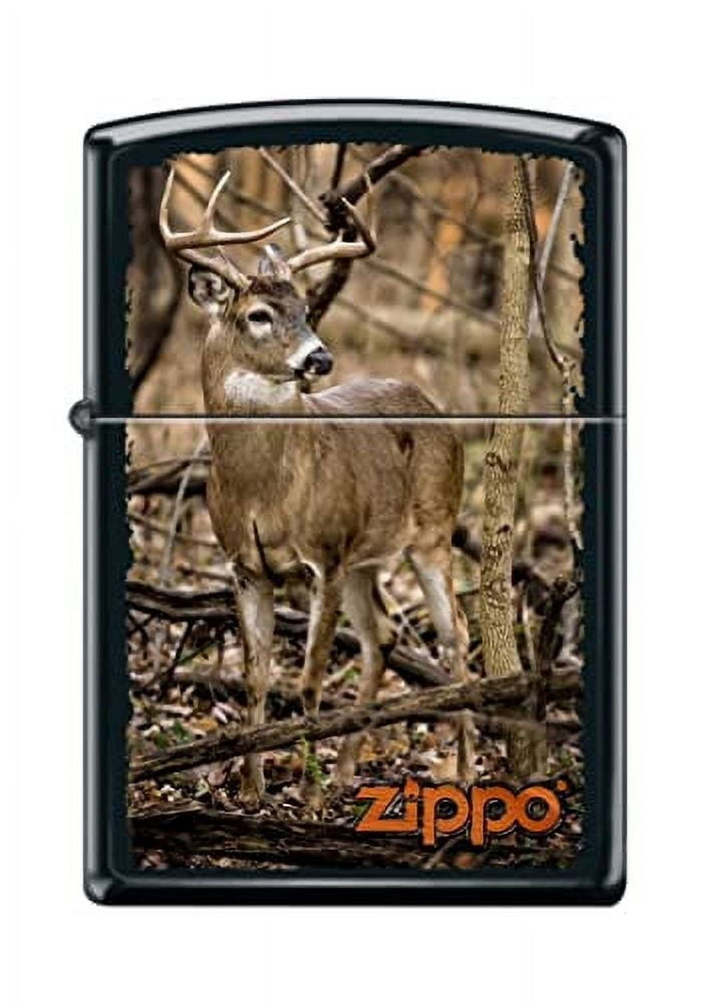 Zippo Lighter- Buck in Forest Deer Black Matte Windproof Lighter #Z397 ...