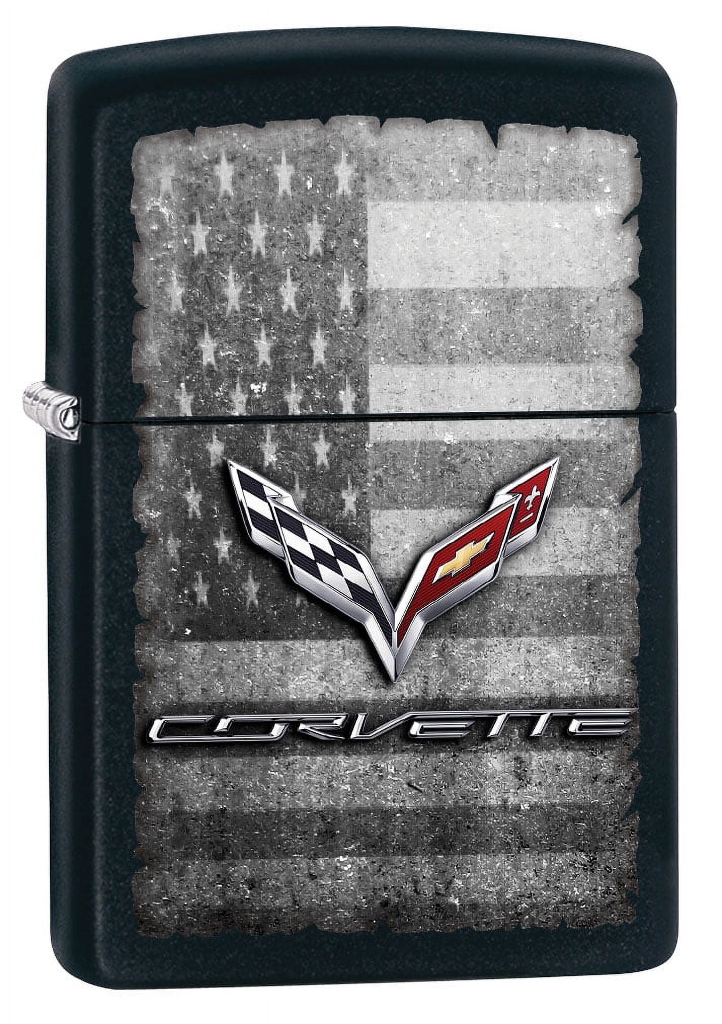 Zippo Lighter: Chevrolet Corvette Logo and American Flag - Black Matte 80898 - Walmart.com