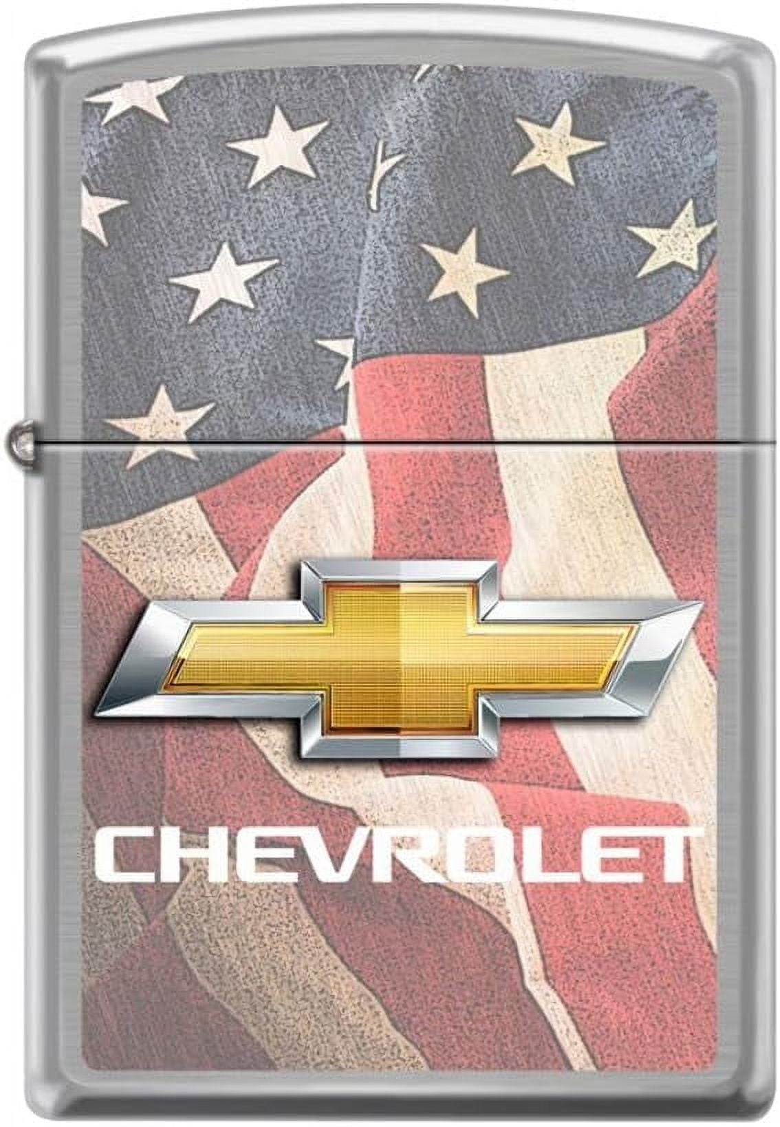 Zippo Lighter- Chevy Chevrolet American Flags USA Brushed Chrome ...