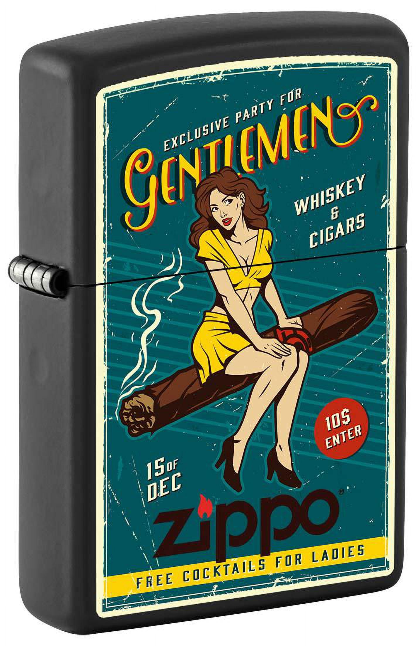 Zippo Lighter, Pin-up Girl, Black Matte, Windproof, Refillable, Metal ...