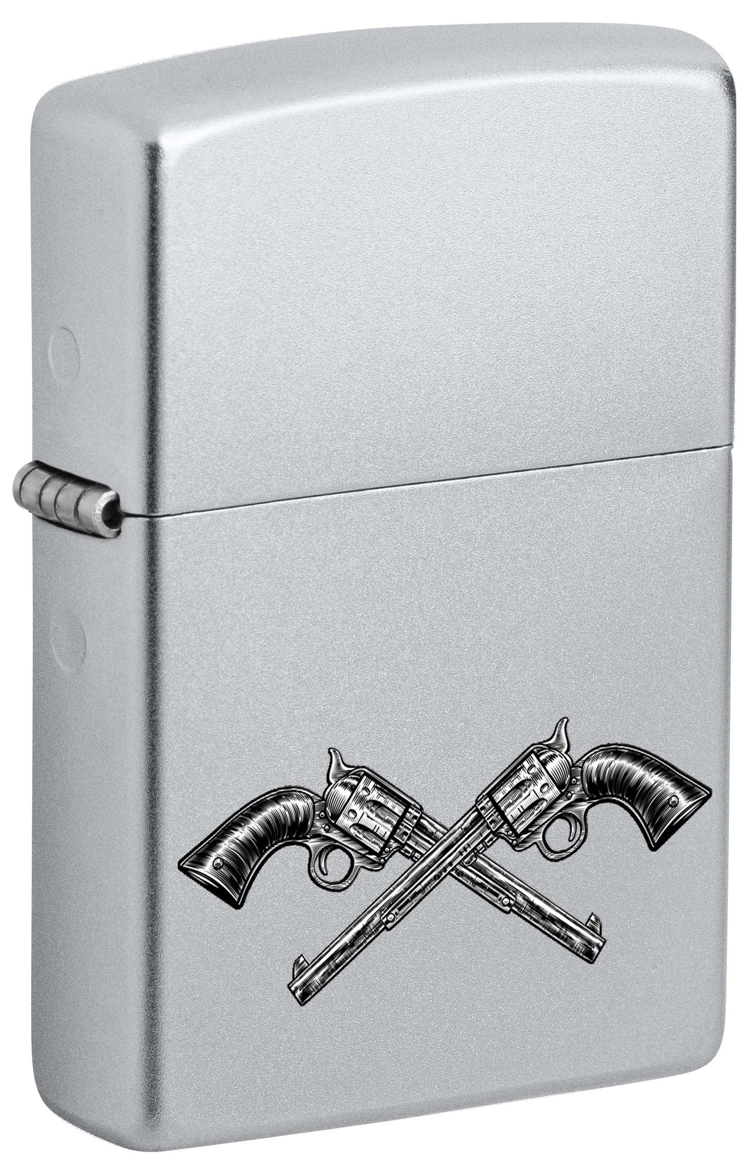 Zippo Lighter: Crossed Revolver Guns - Satin Chrome 81133 - Walmart.com