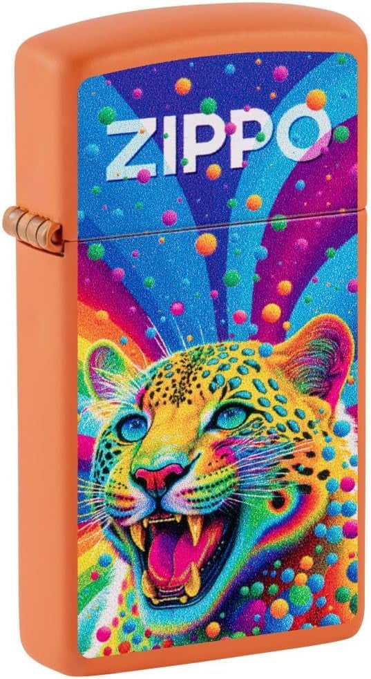 Zippo Lighter - Custom Message Engrave Slim, Leopard Design Orange ...