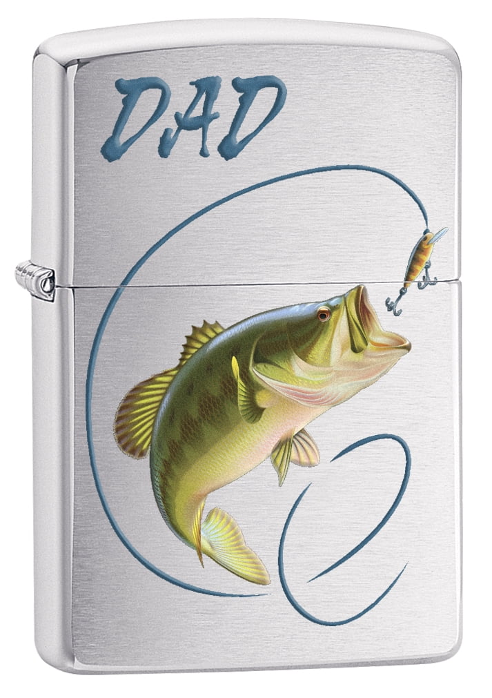 Zippo Lighter: Dad, Bass Fishing - Brushed Chrome 78657 - Walmart.com