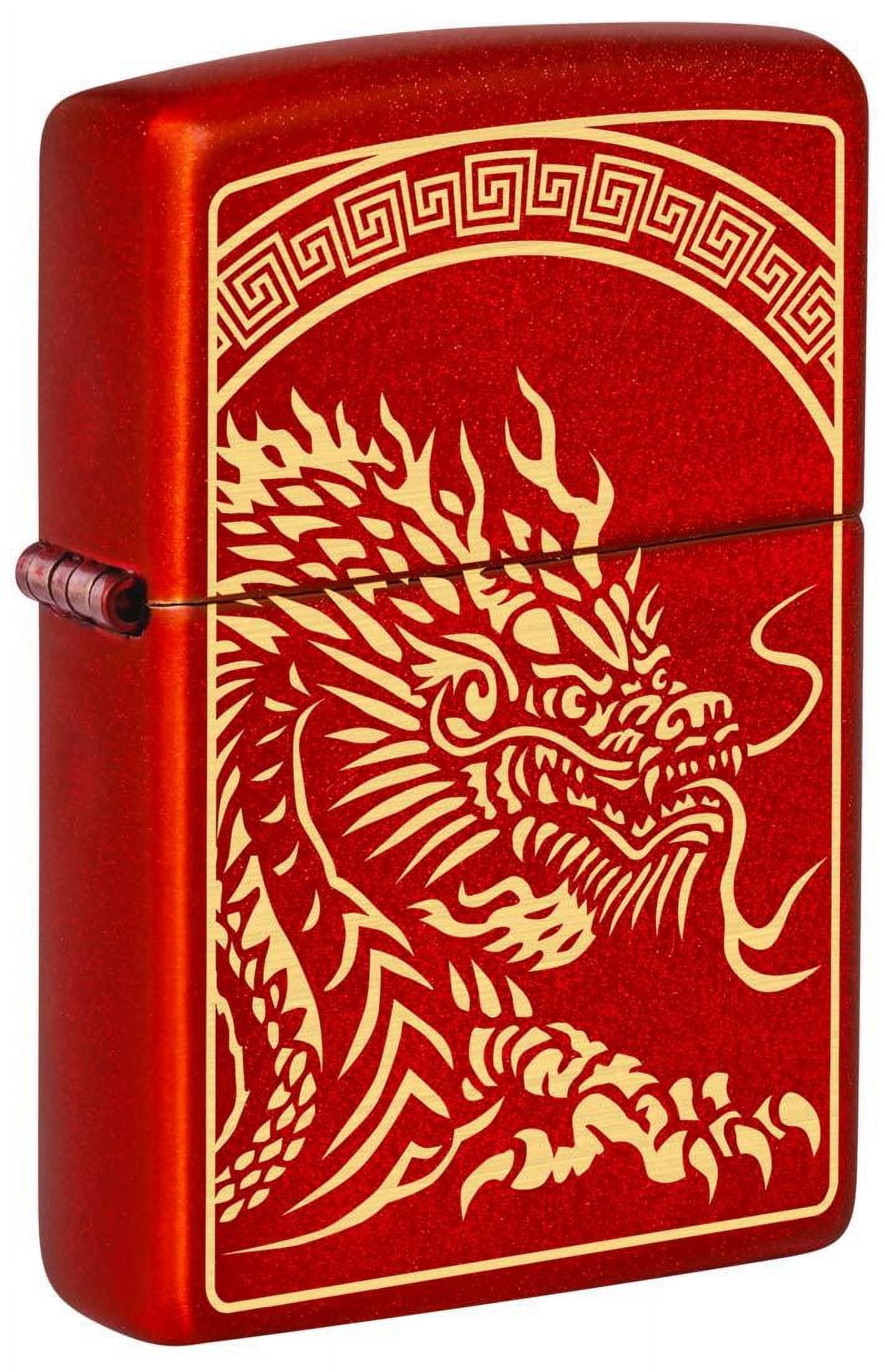 Zippo Metallic Red Dragon Design Engraved Windproof Lighter, Refillable ...