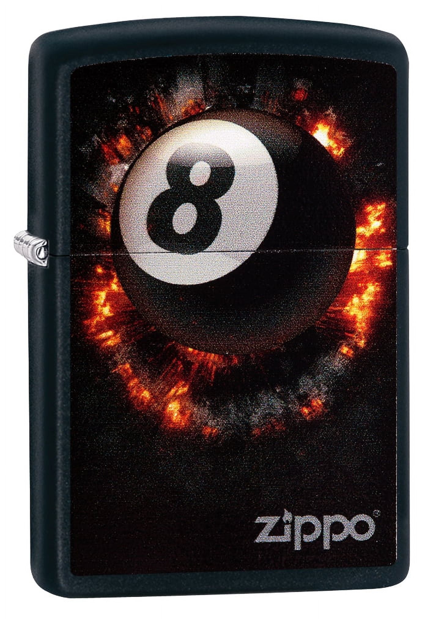 Zippo Lighter: Eight Ball on Fire - Black Matte 79188 - Walmart.com