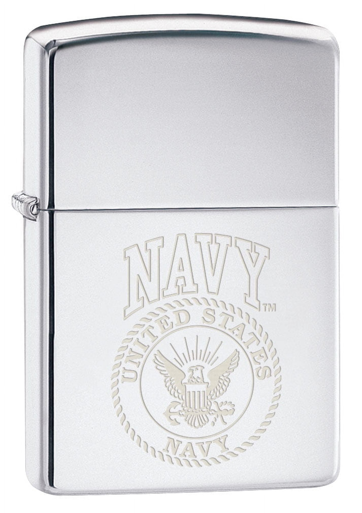 Zippo U.S. Navy Insignia Lighter, High Polish Chrome, Windproof ...