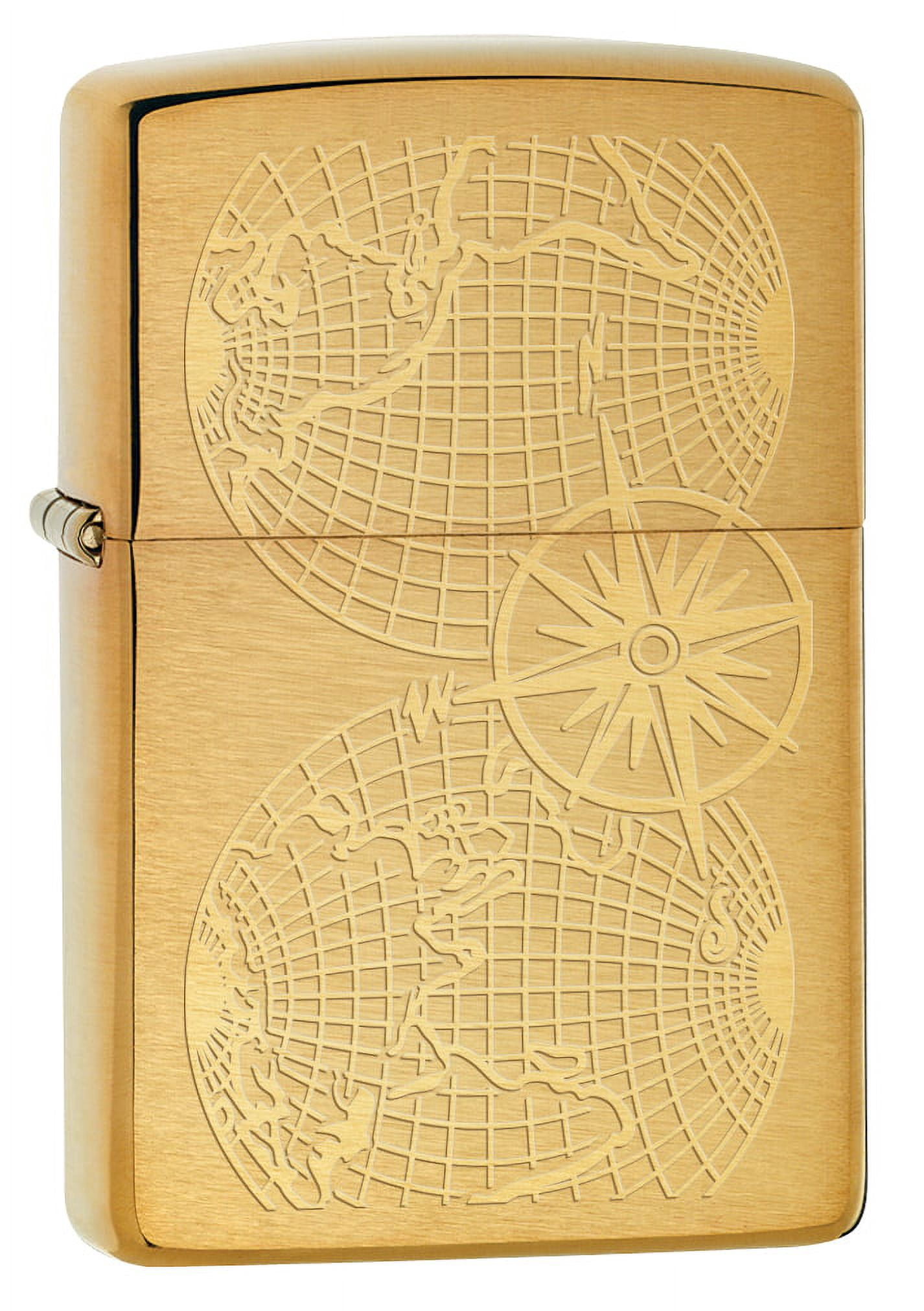 Zippo Lighter: Engraved World Map - Brushed Brass - Walmart.com