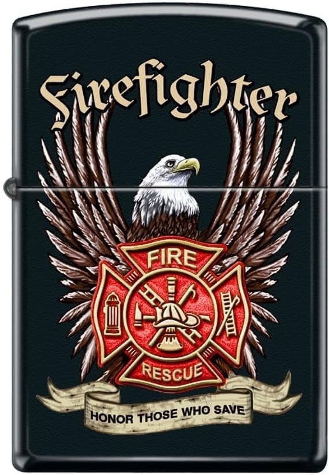 Zippo Lighter- Firefighter Eagles Shield Fireman Black Matte Lighter # ...