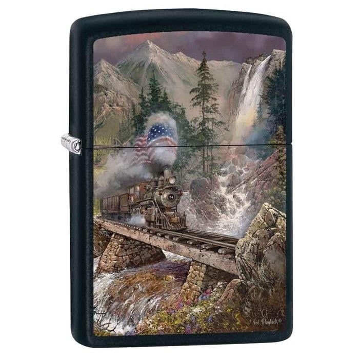 Zippo Lighter - Flag Train Black Matte - Walmart.com