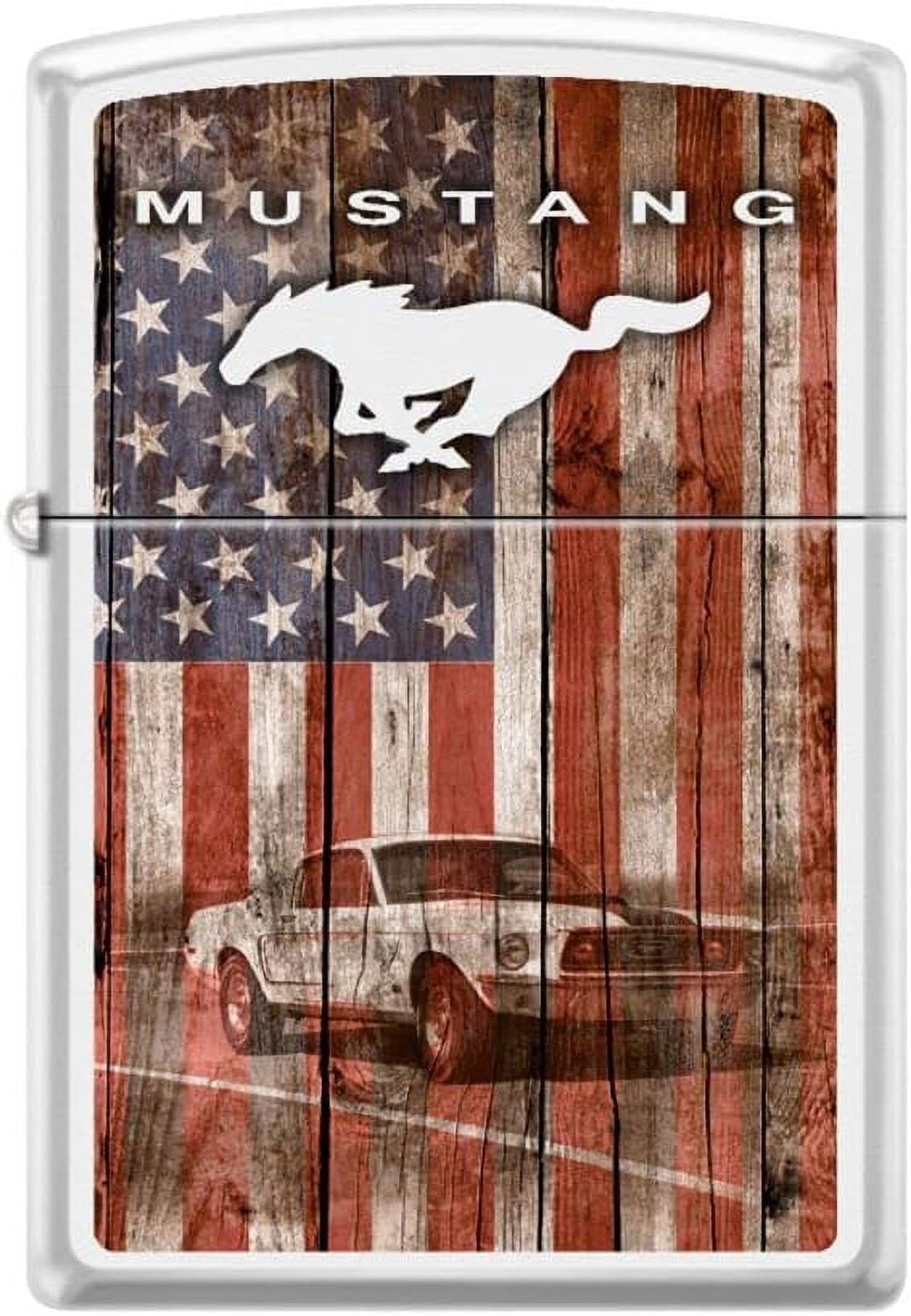 Zippo Lighter- Ford Mustang USA Flag White Matte Windproof Lighter # ...