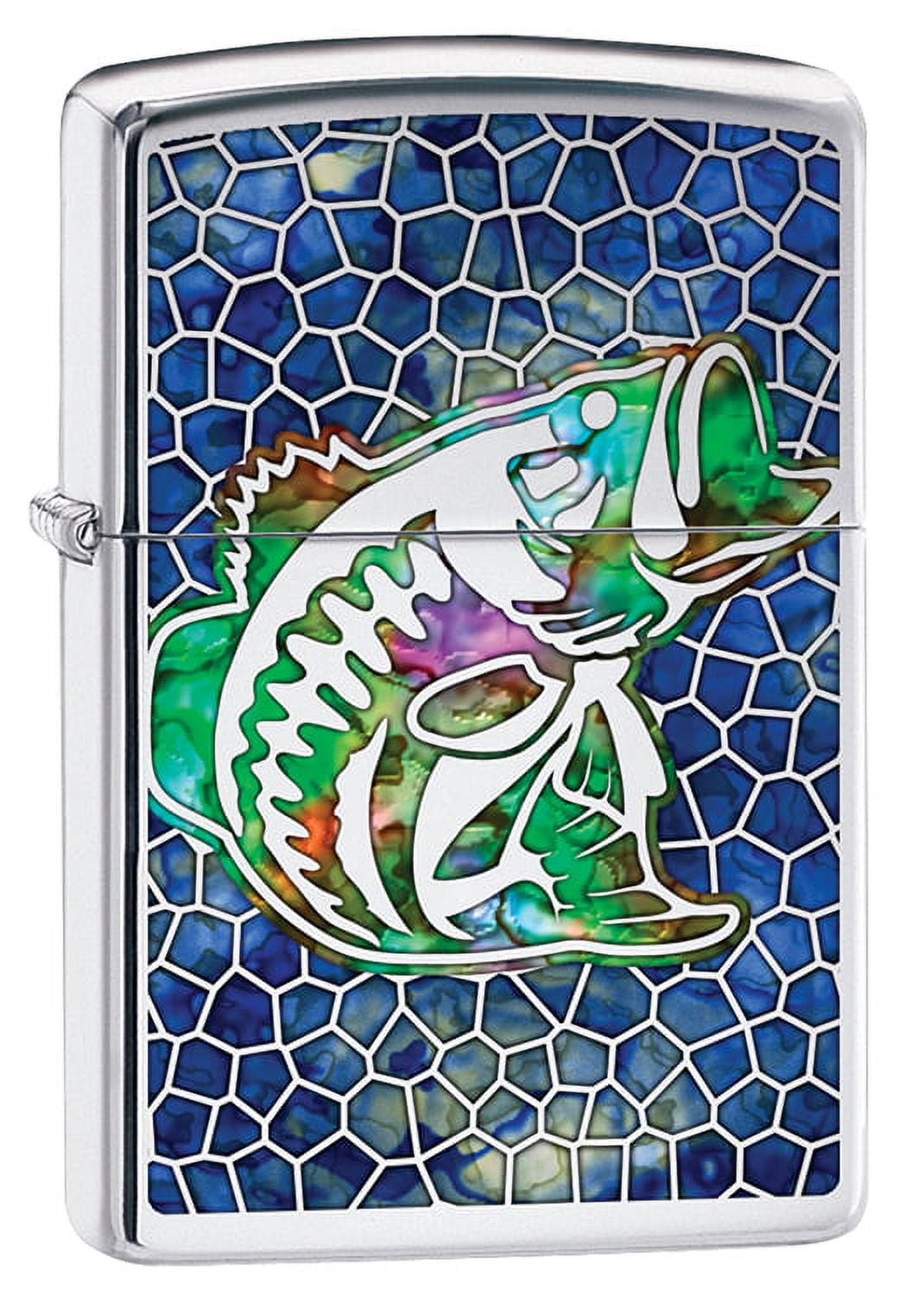 Zippo Lighter: Fusion Bass Fish - High Polish Chrome 79788 - Walmart.com