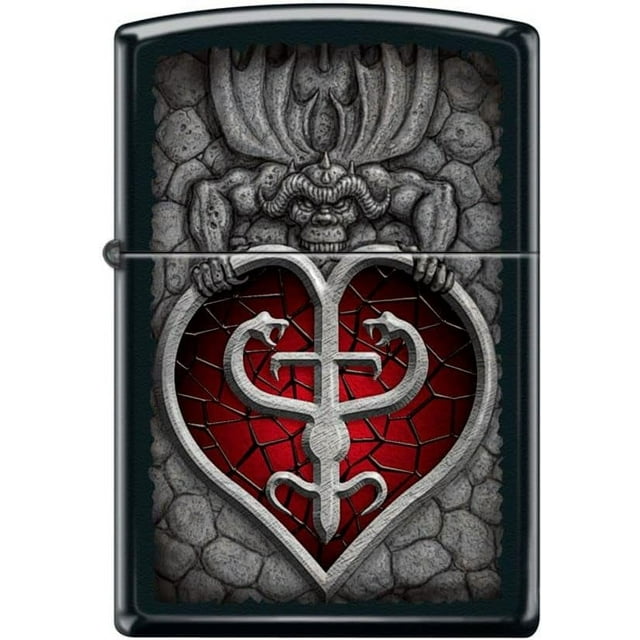 Zippo Lighter- Goth Heart Snake Black Matte Windproof Lighter #Z5062 ...