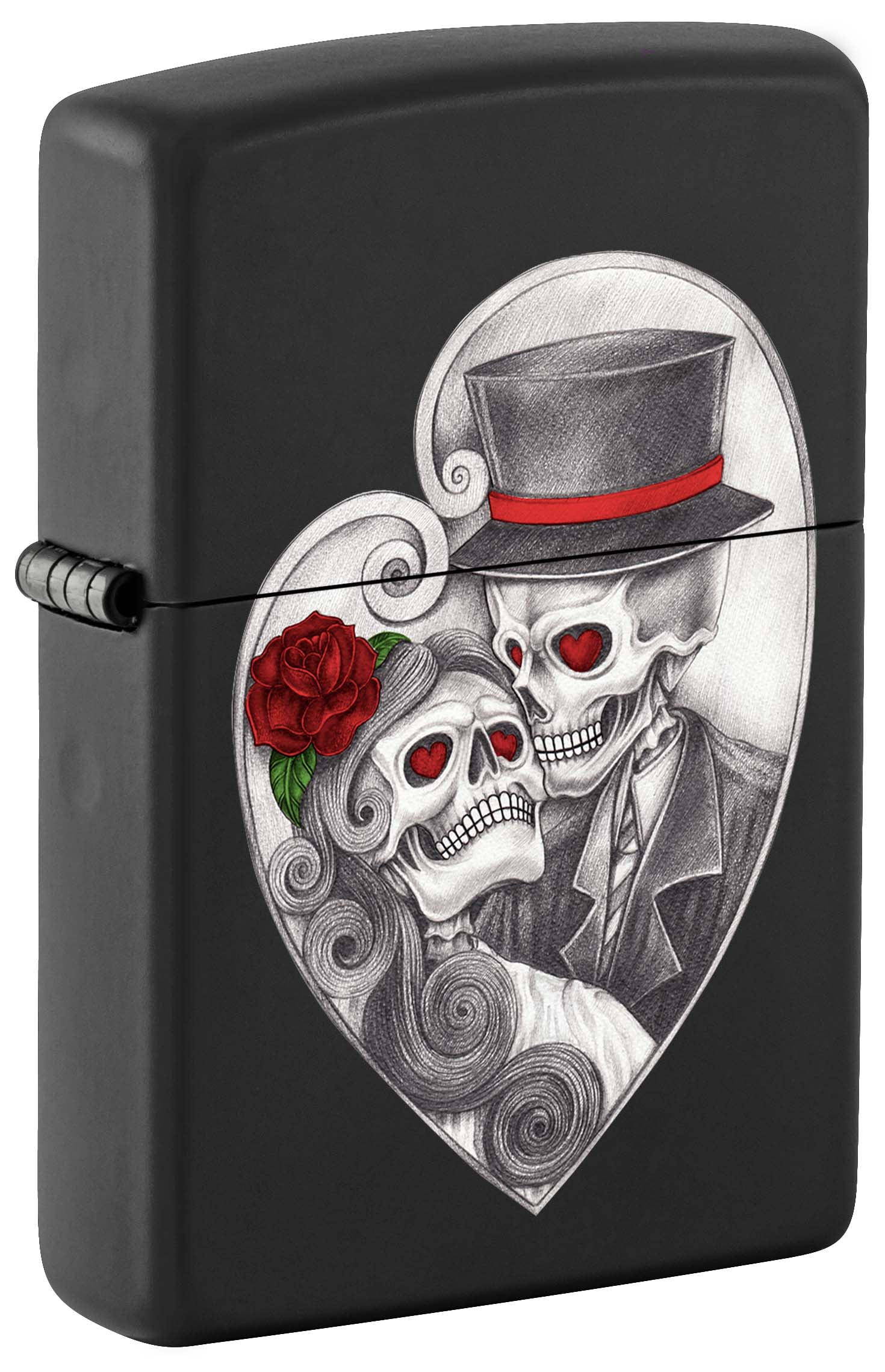 Zippo Lighter: Gothic Skull Couple Design - Black Matte 81119 - Walmart.com