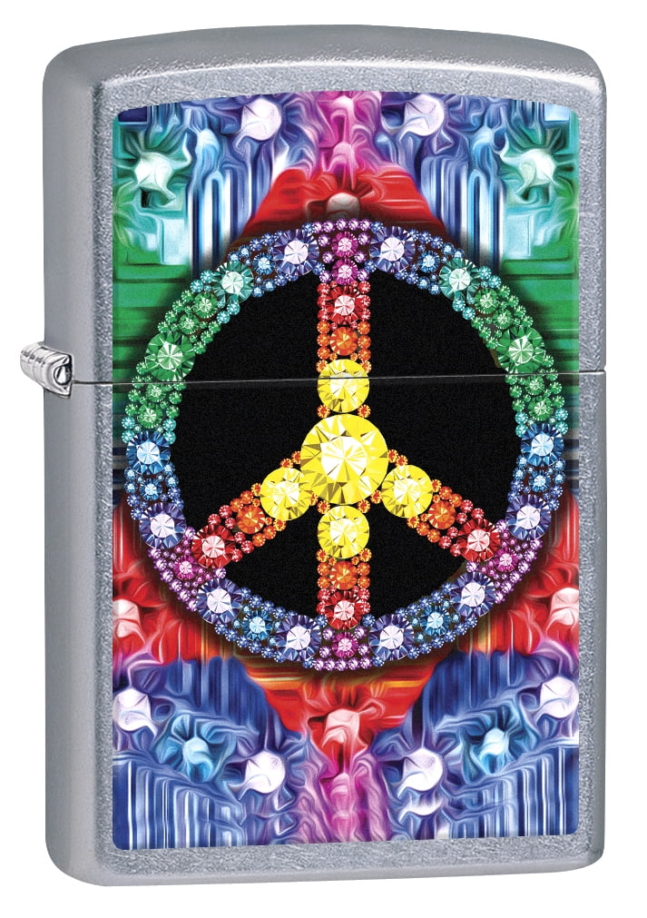Zippo Lighter: Jeweled Peace Sign - Street Chrome - Walmart.com