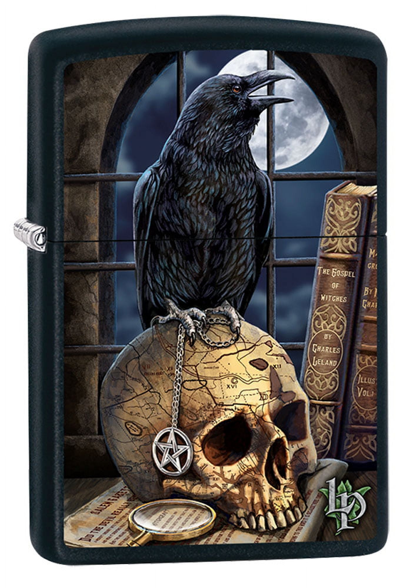 Zippo Lighter: Lisa Parker Crow on Skull - Black Matte 80920 - Walmart.com