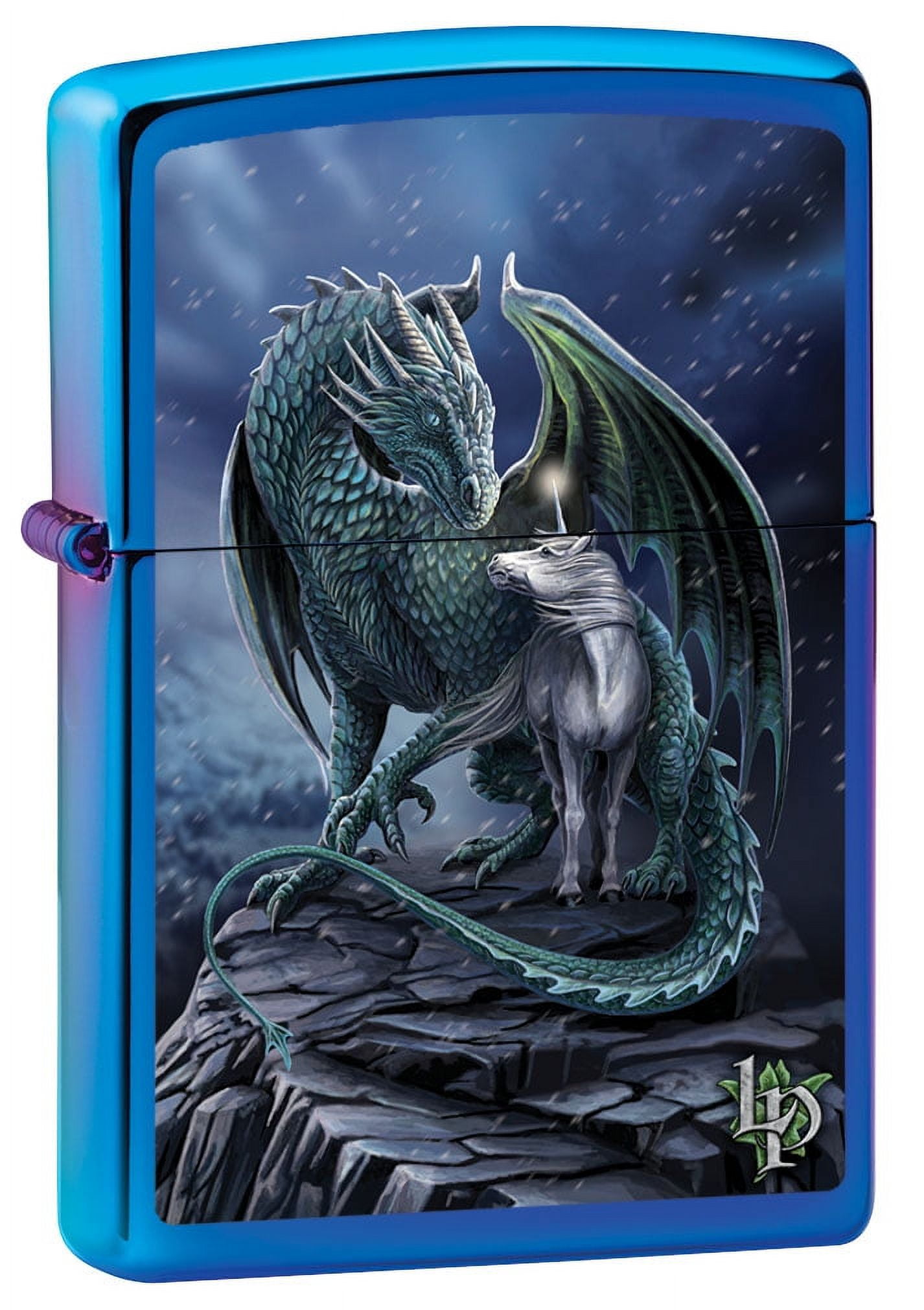 Zippo Lighter: Lisa Parker Dragon and Unicorn - High Polish Indigo 80921 - Walmart.com