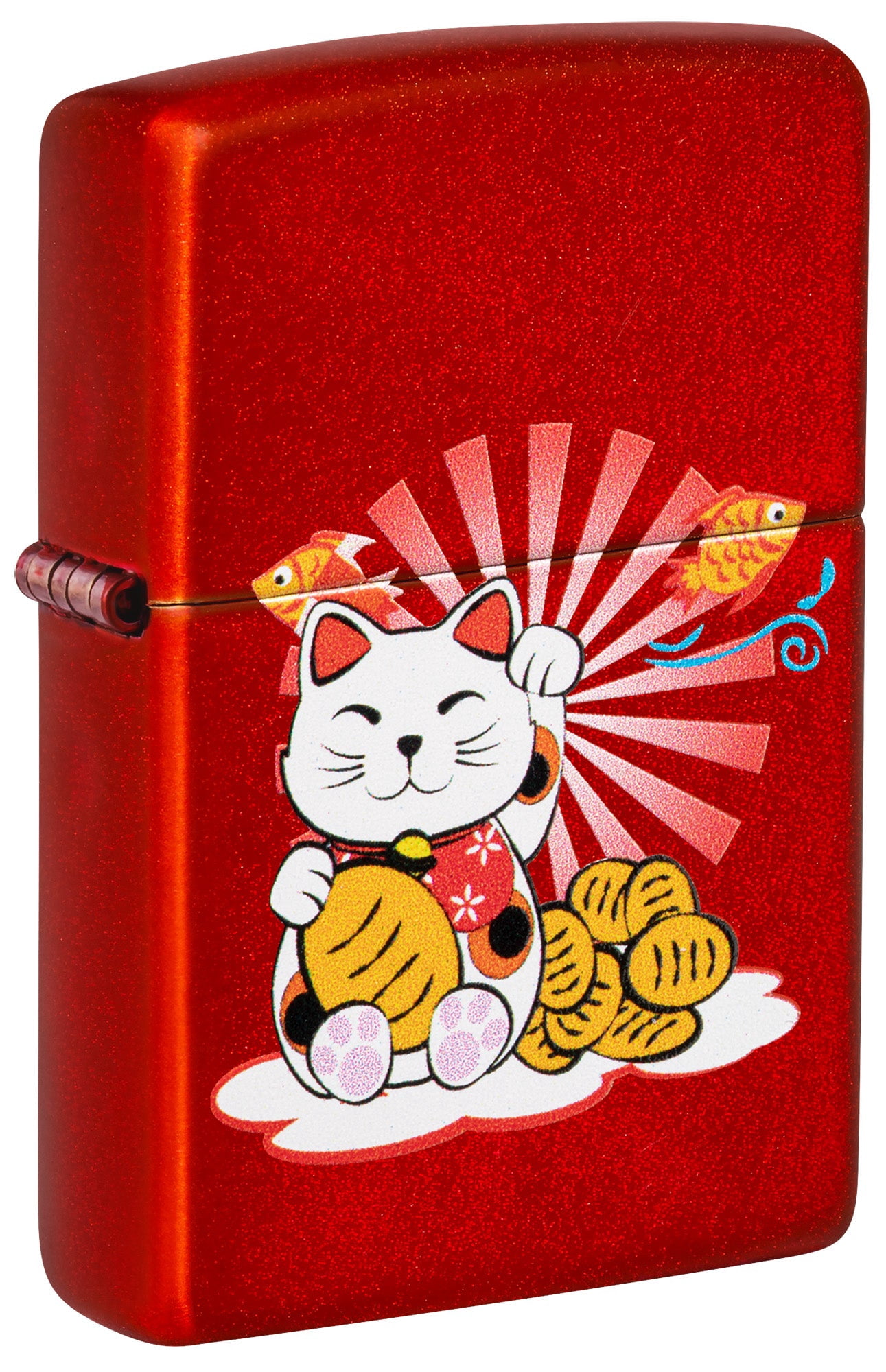 Zippo Lighter: Lucky Cat with Rays - Metallic Red 81577 - Walmart.com