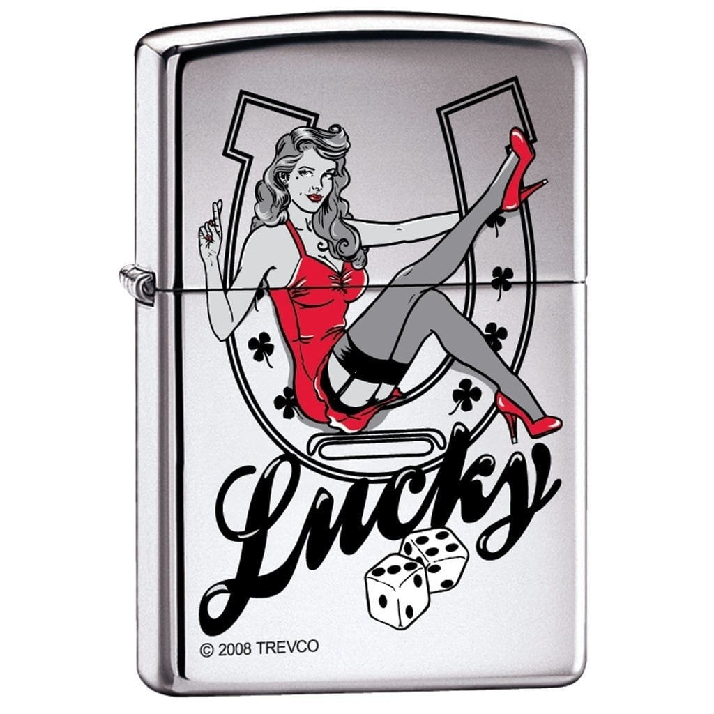 Zippo Lighter - Lucky Horseshoe Pinup High Polish Chrome - Walmart.com
