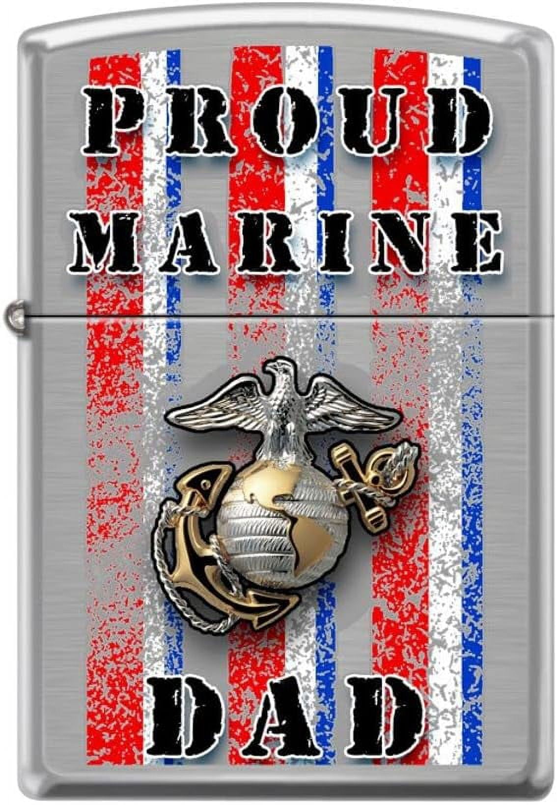 Zippo Lighter- Marine Corps USMC Proud Dad Brushed Chrome Lighter # ...
