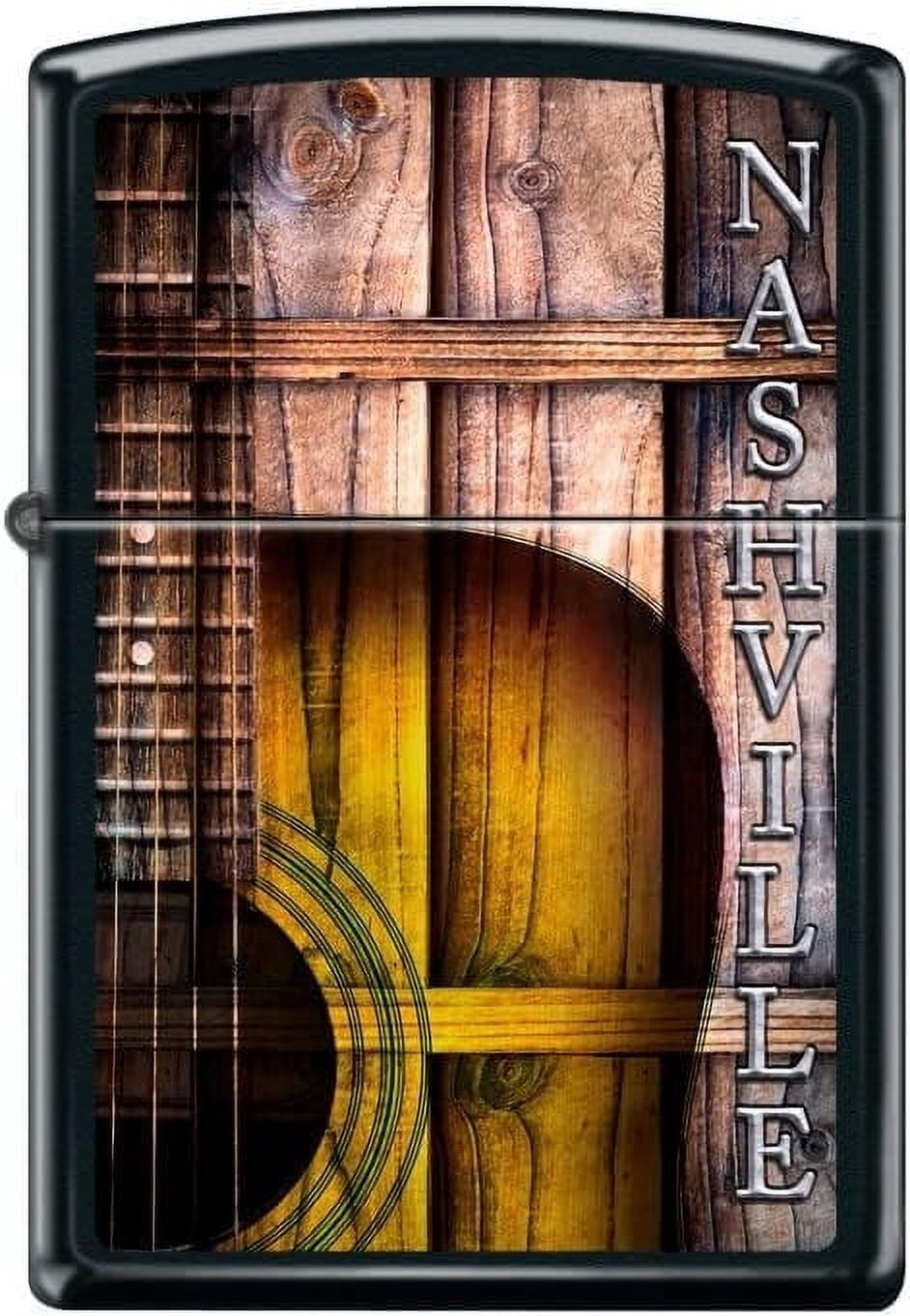 Zippo Lighter-Nashville Wood Guitar Black Matte Windproof Lighter # ...