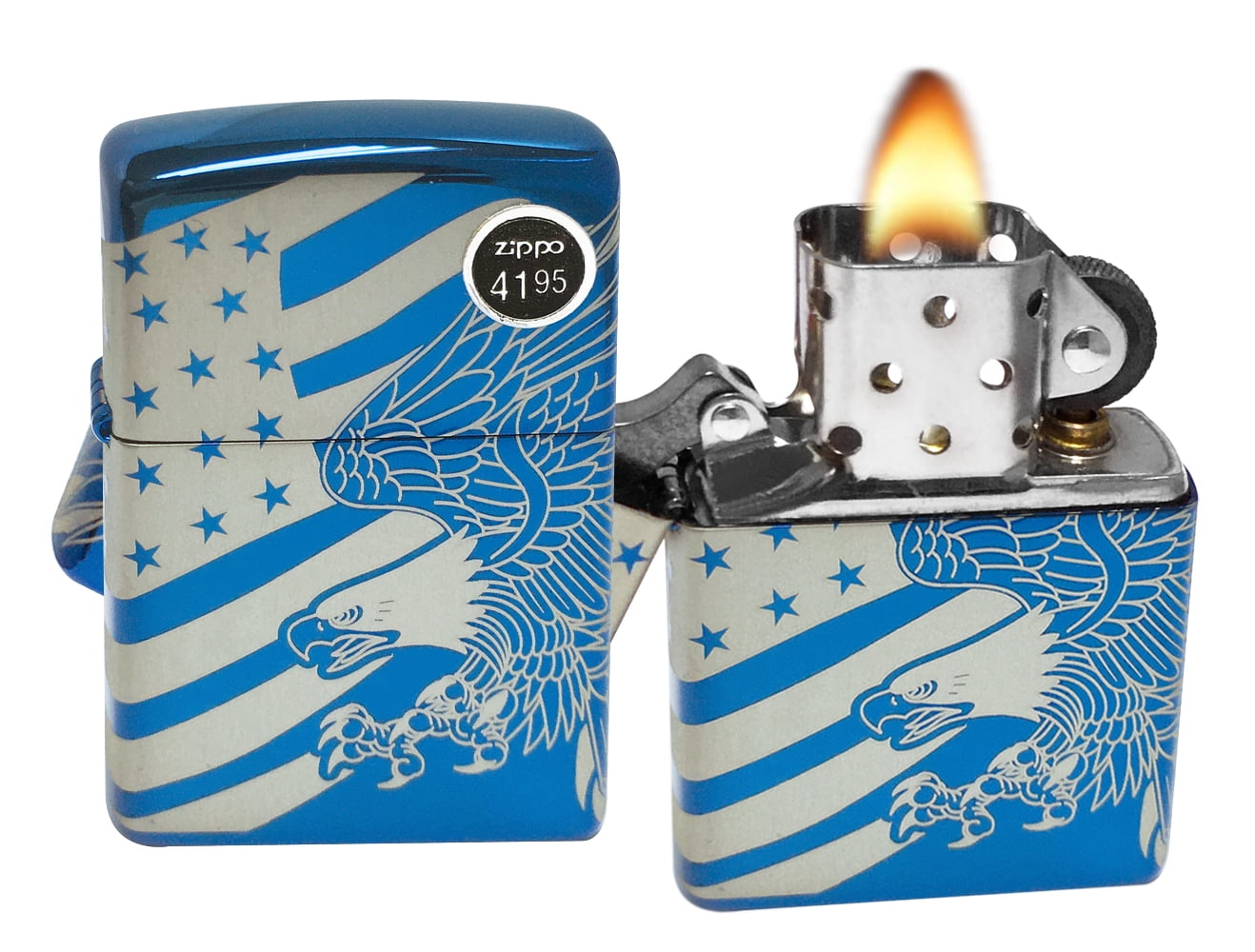 Zippo Lighter - Patriotic MultiCut High Polish Blue - Walmart.com