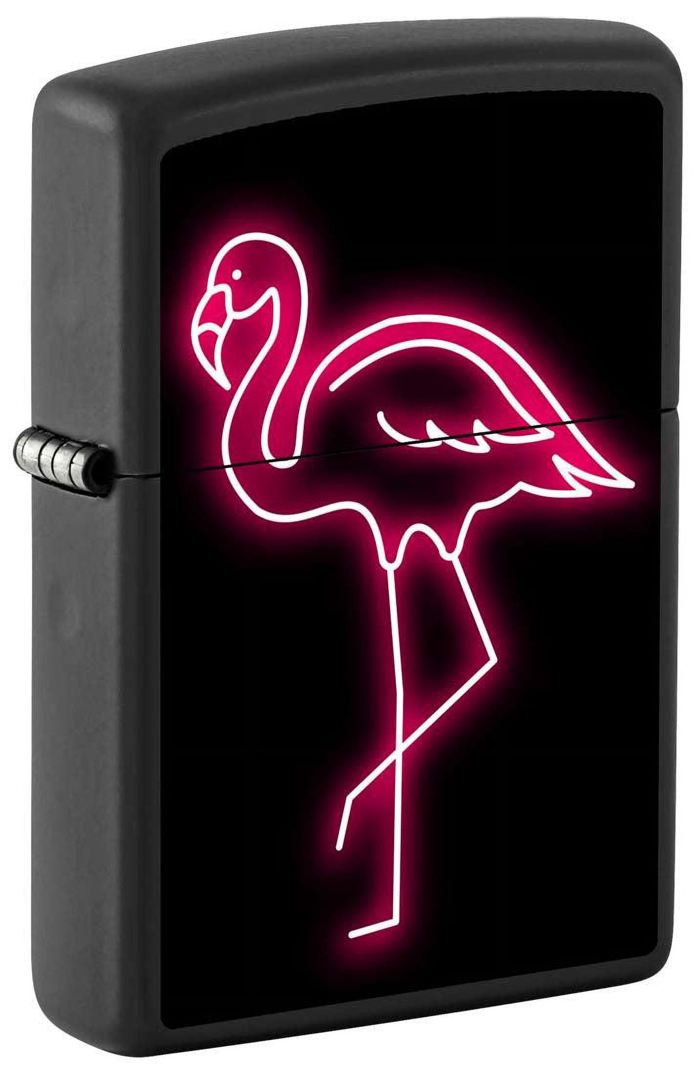 Zippo Lighter: Pink Flamingo in Neon - Black Matte 81388 - Walmart.com